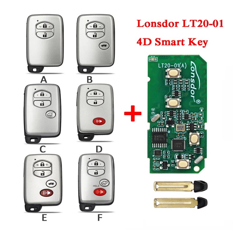 Новый Lonsdor LT20-01 Универсальный 4D PCB Smart Remote Автомобильный ключ без ключа для Toyota Lexus работает с серией K518 K518ISE KH100+ A, 1pc shell with pcb