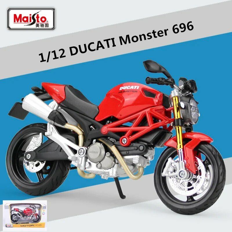 Maisto 1:12 Ducati Monster 696 металлический мотоцикл Red retail box