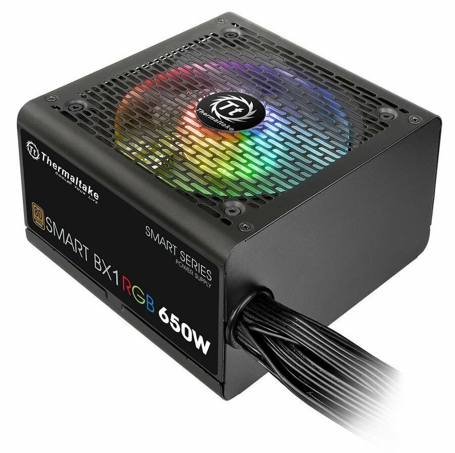 Блок питания Thermaltake Smart BX1 RGB 650W (PS-SPR-0650NHSABE-1) черный - 650 Вт, 80+ Bronze, ATX 24-пин, 4 pin + 4 pin CPU, 6 SATA, 2 x 6 pin PCI-E