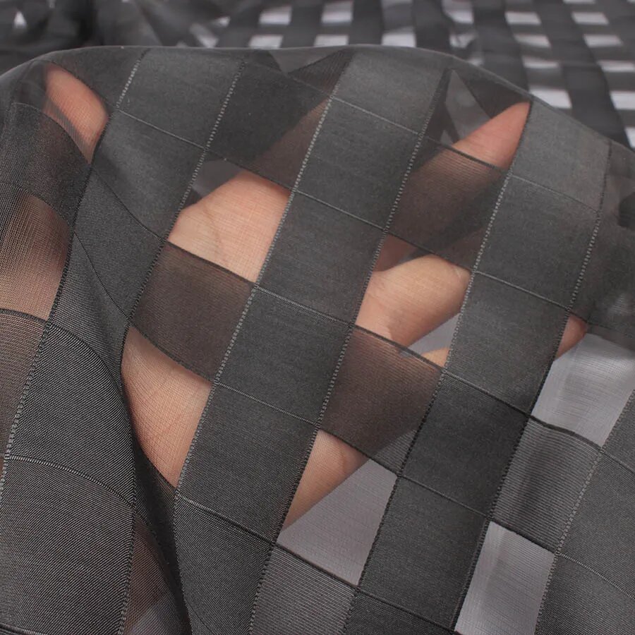 Клетчатая органза AnnyCraft белая черная 145см Серый, Black