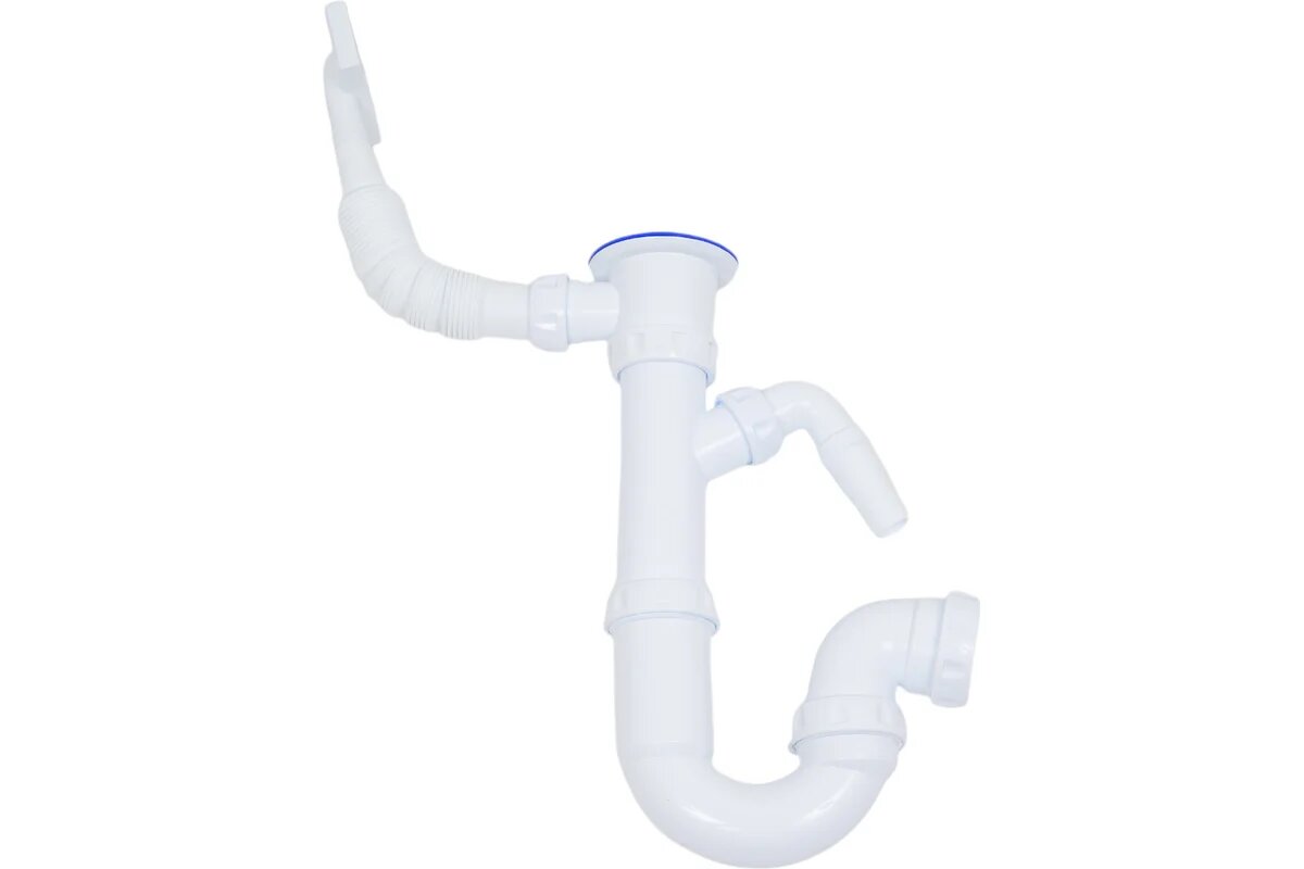 Unicorn Сифон для мойки прямоточный, отвод для стиральной машины, прямоугольный перелив, нержавеющая чашка, винт 6x40, без отвода Y440V