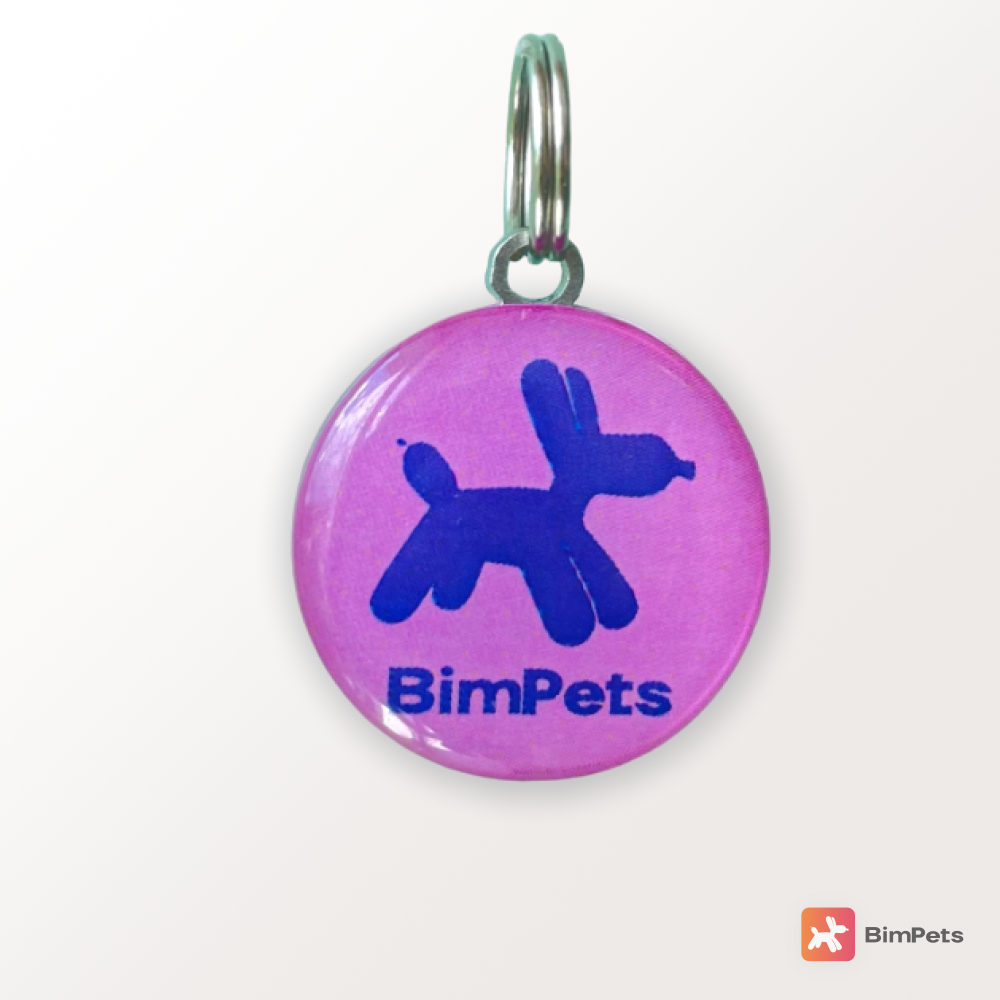 Адресник для животных BimPets, медальон, металл, розовый, 2,6 см