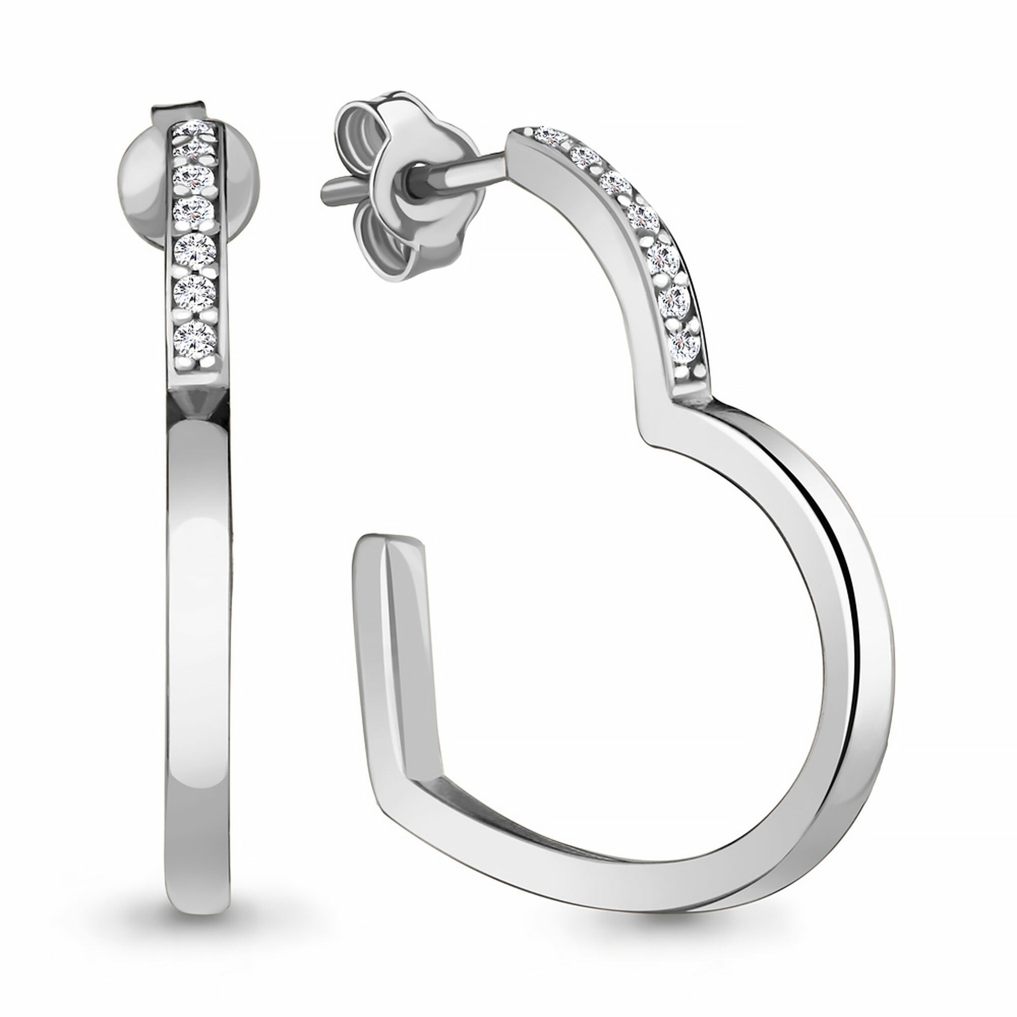 Серьги, серебро, 925 проба, родирование, фианит