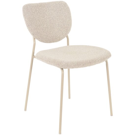 Стул обеденный Stool Group Gigi, серо-бежевый букле, кремовые ножки