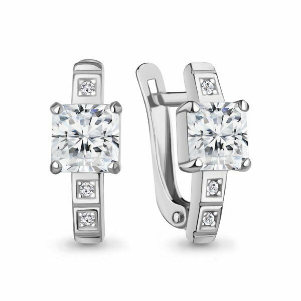 Серьги, серебро, 925 проба, родирование, фианит