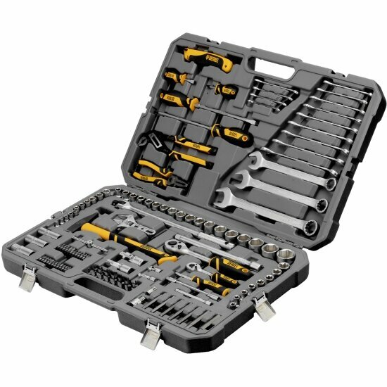Denzel Набор инструментов, 1/2", 1/4", CrV, S2, пластиковый кейс, 122 предмета, , 15804