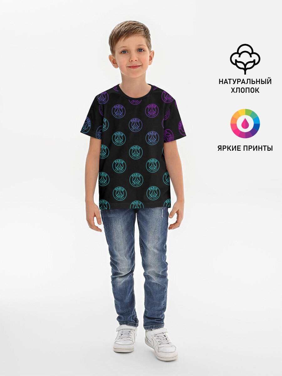 Футболка хлопковая детская PSG NEON | ПСЖ НЕОН