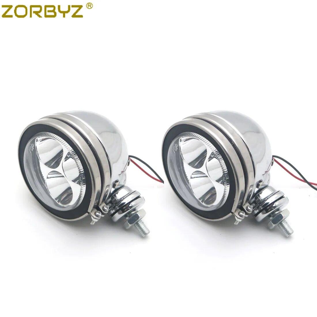 ZORBYZ хромированные мотоциклетные металлические ретро светодиодные фары для вождения, противотуманные фары для Harley Cafe Racer Bobber Chopper Custom 2 Pcs Fog Light