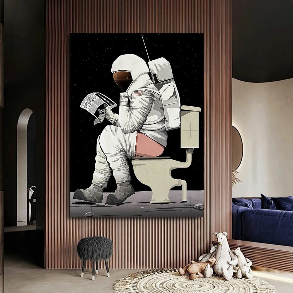 Картина ВсеКартины. тут "Космонавт на луне", на холсте, на подрамнике, дерево