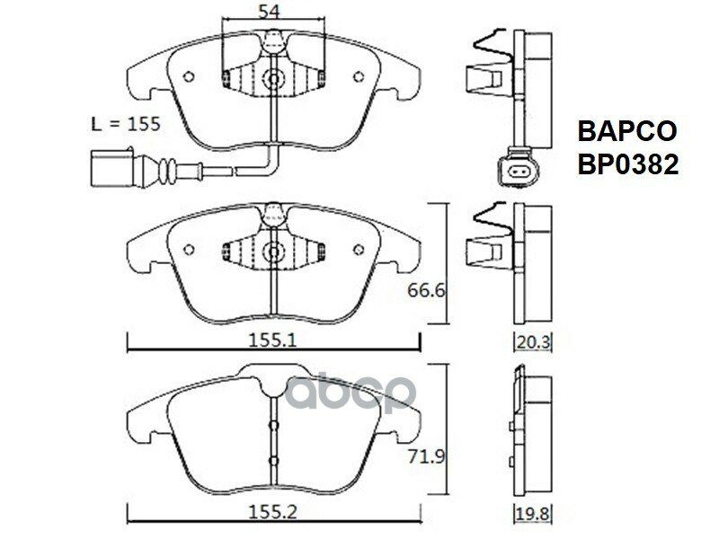 Колодки тормозные дисковые передние BAPCO арт. BP0382