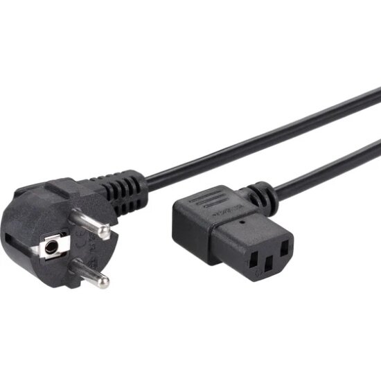 Кабель Vcom комп - розетка 220V EU (угол-угол) 3GX0,5mm2, медь, 1.8m