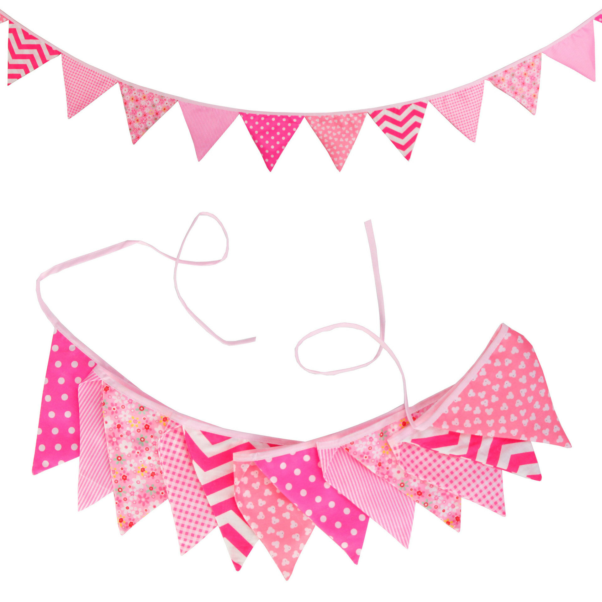Гирлянда тканевая "Детский флаг", розовый, хлопок