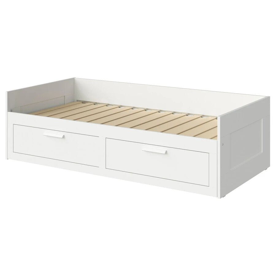 Каркас кровати-кушетки IKEA BRIMNES, каркас с 2 ящиками, 80x200см, белый