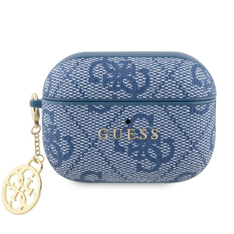 Guess чехол для Airpods Pro 2, кожа 4G с классическим лого и подвеской, голубой