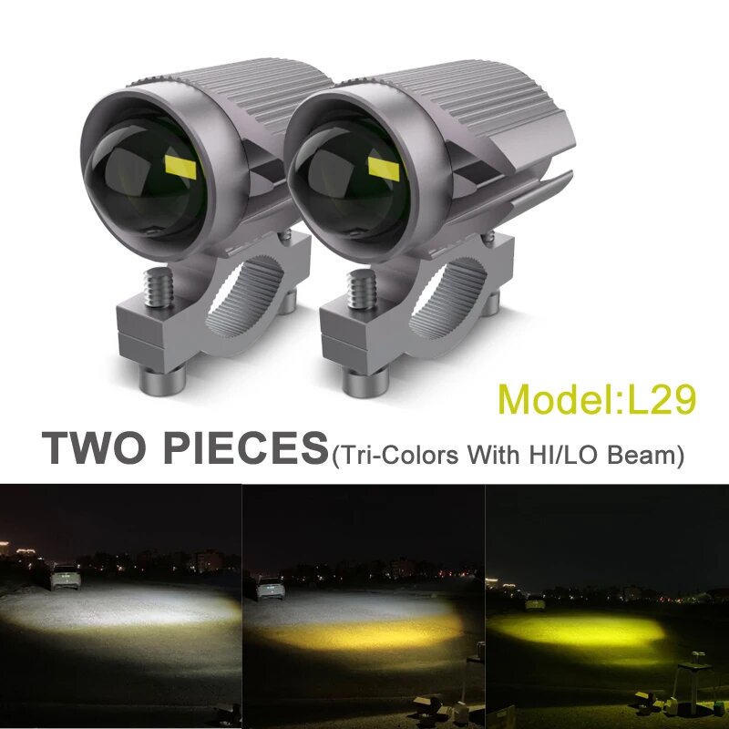 15 Вт супер яркая трехмодельная светодиодная фара для мотоцикла с мини-объективом проектора автомобиля ATV противотуманная фара вспомогательный прожектор Белый, L29 TWO Pieces