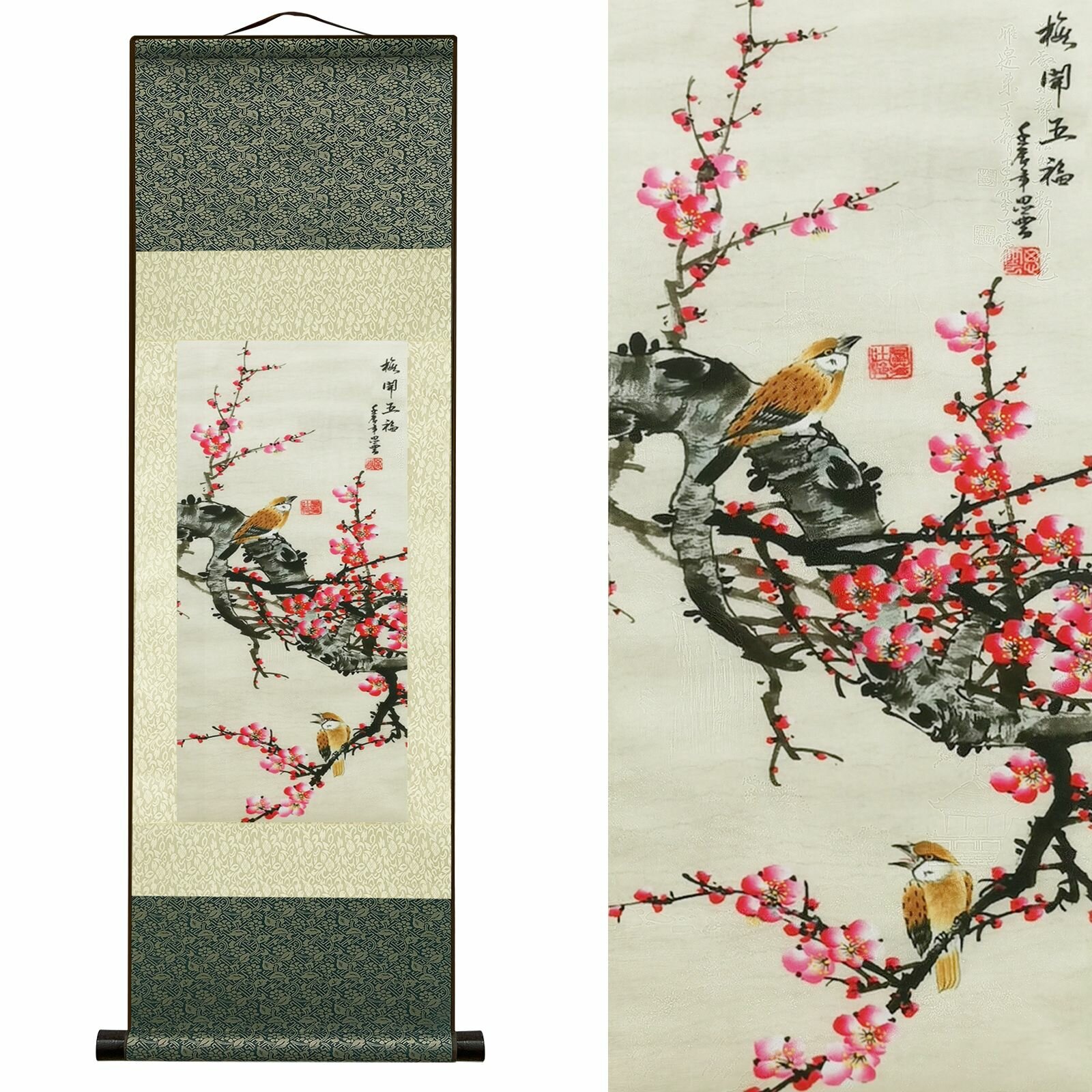 Красивый азиатский плакат на стену с пейзажем, шелковый декор для интерьера в китайском стиле, настенная живопись для гостиной и спальни