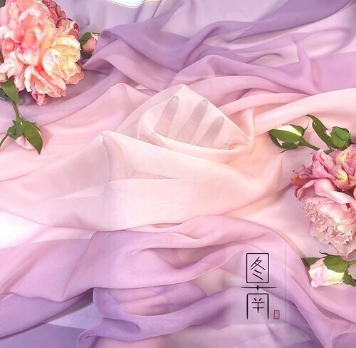 Зеленая синяя градиентная шифоновая ткань 150х50 см Розовый, D