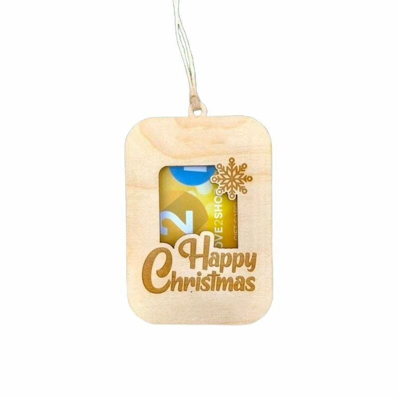 Рождественская Бирка Для Кошелька С Деревянной Подвеской-Квадратная Снежинка