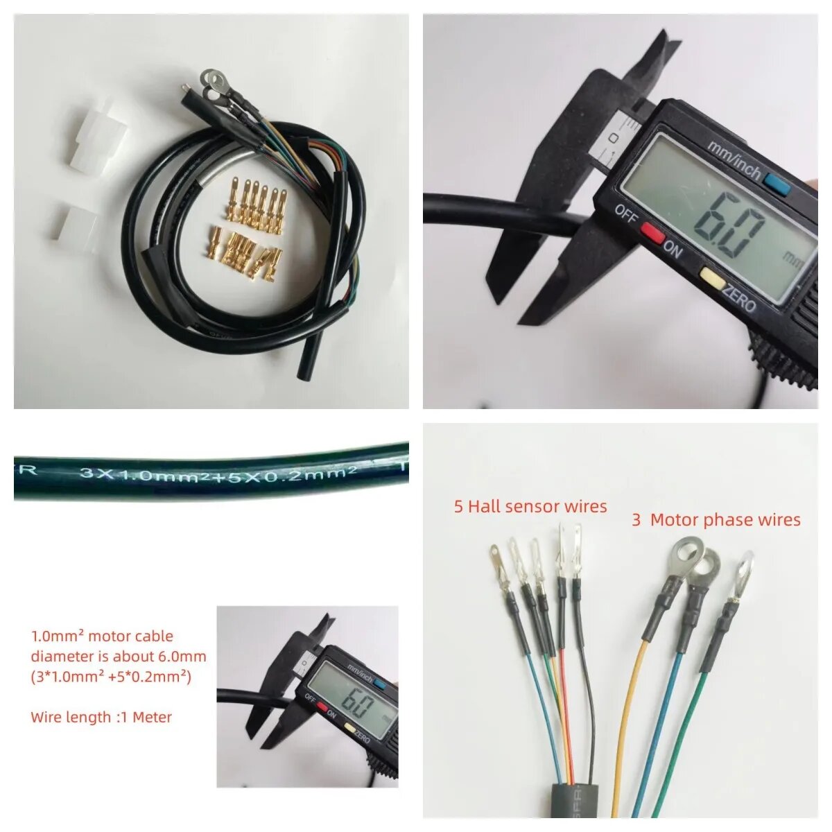 Кабель двигателя для электровелосипеда 1.0 Square 1Meter