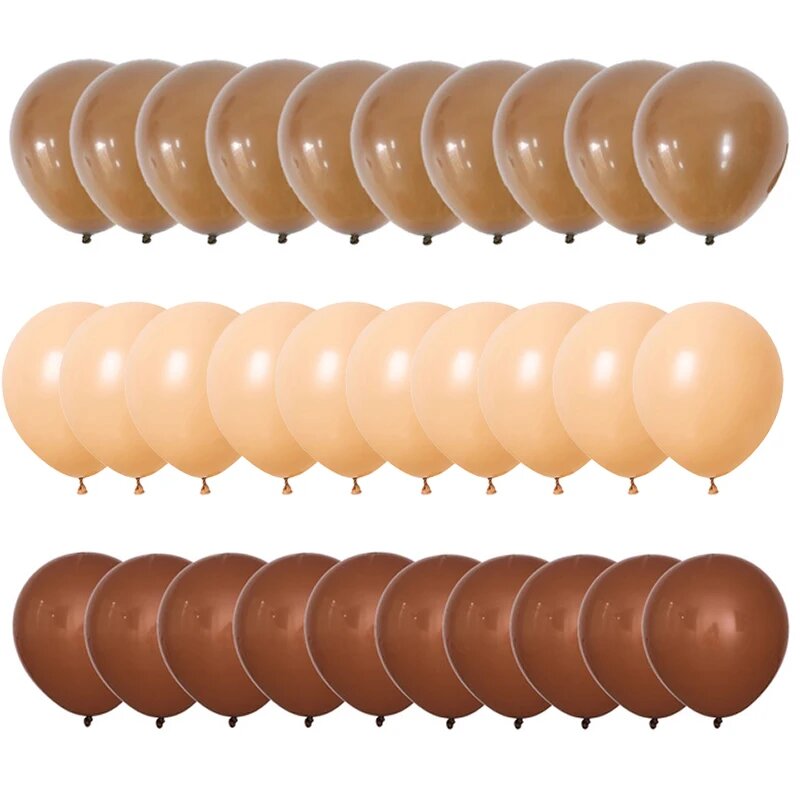 Кофейно-коричневые латексные шары с золотым конфетти 30 шт. 02