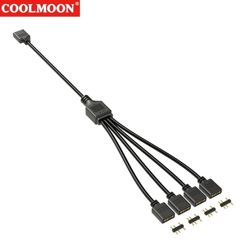 COOLMOON ARGB Разветвитель 5В 1 на 2/3/4 контакта Black 1 to 4