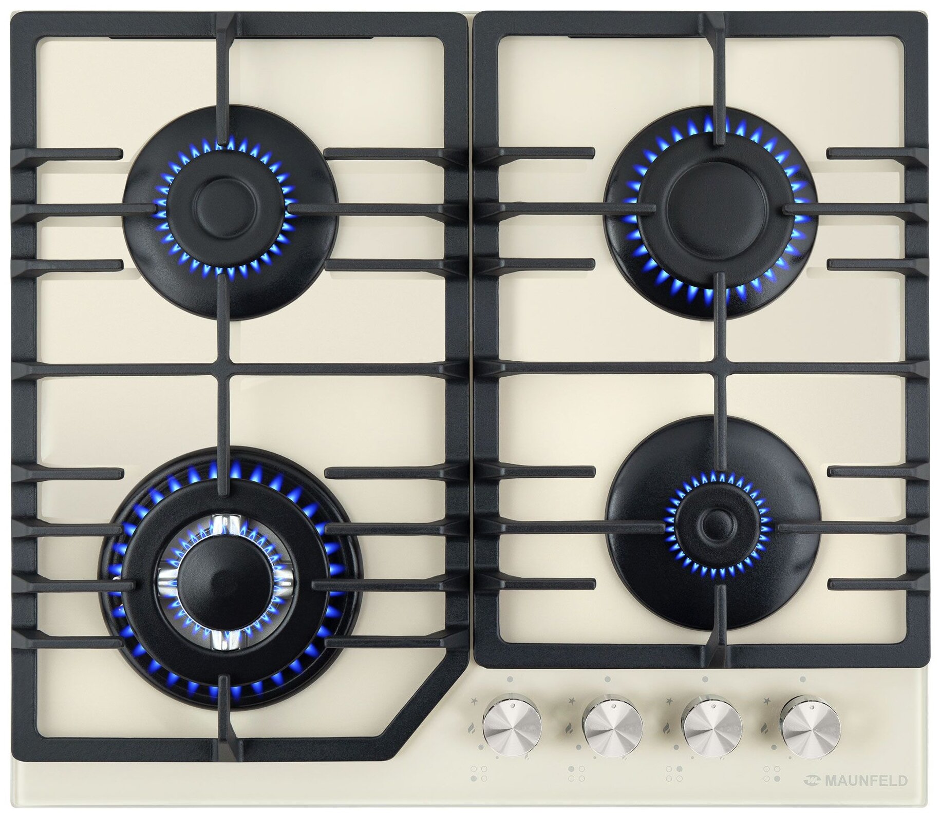 Газовая варочная панель Midea "MG-645TGI", с рамкой, бежевая