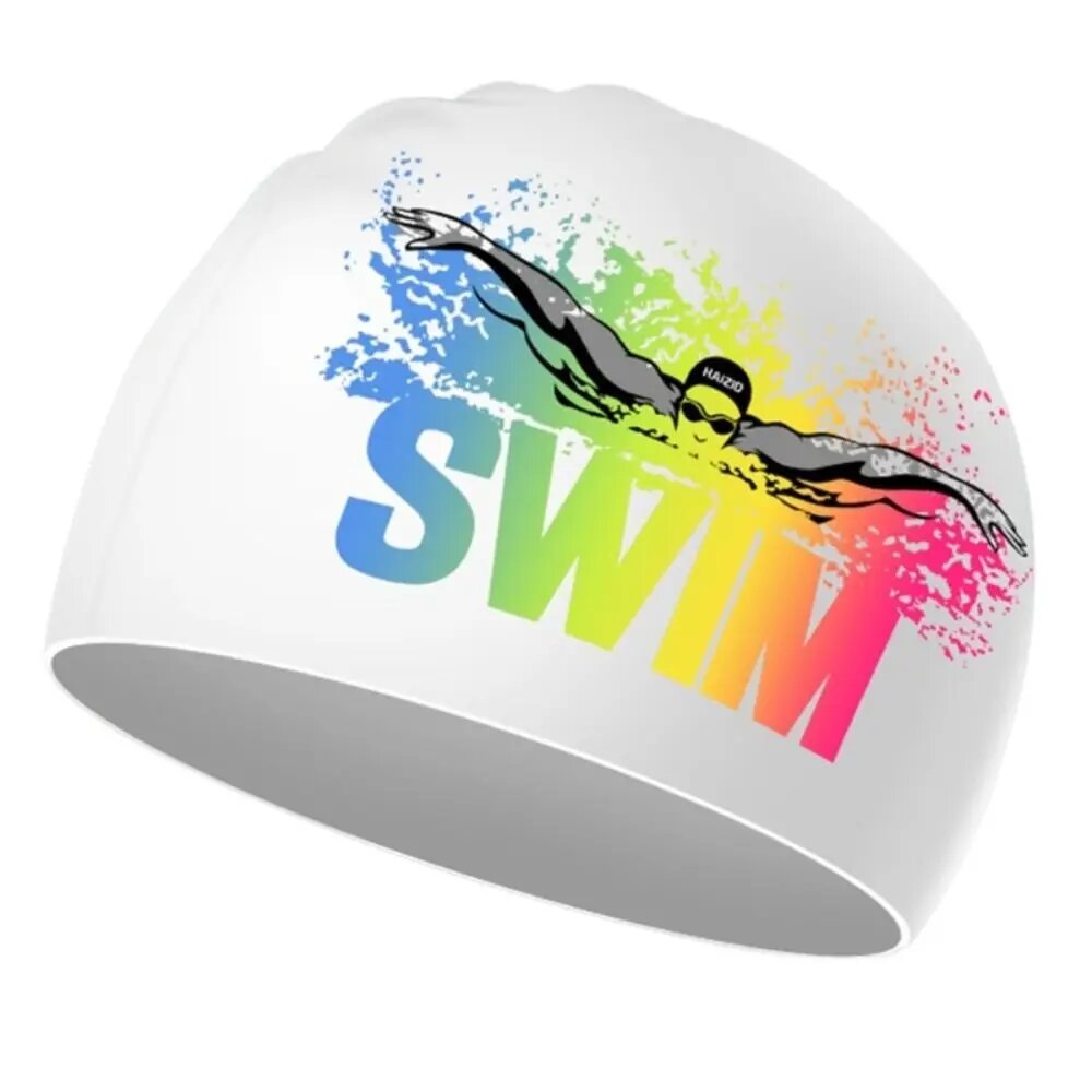 Белая силиконовая шапочка для плавания SWIM