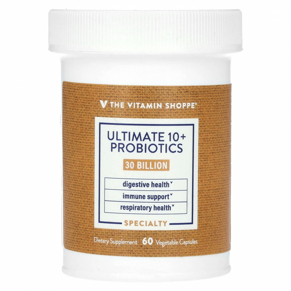 The Vitamin Shoppe, Ultimate 10+, пробиотики, 30 млрд КОЕ, 60 растительных капсул