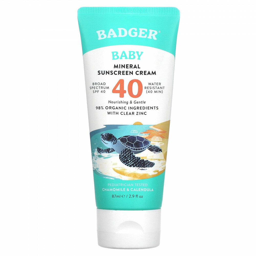 Badger, детский минеральный солнцезащитный крем, SPF 40, ромашка и календула, 87 мл (2,9 жидк. унции)
