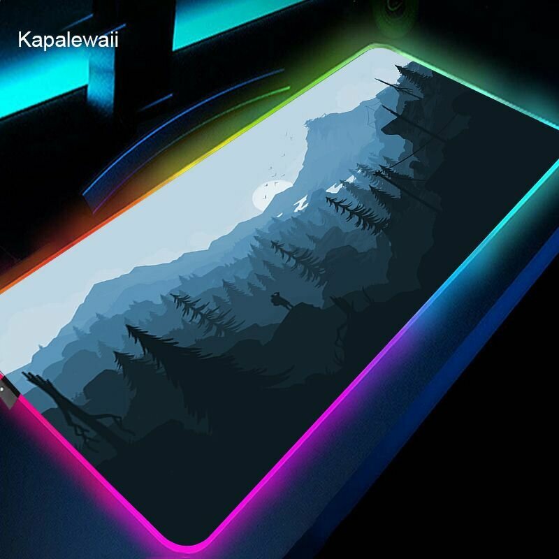 Игровой RGB коврик для мыши Firewatch Art LED Настольный коврик XXL 900x400x3mm, серый