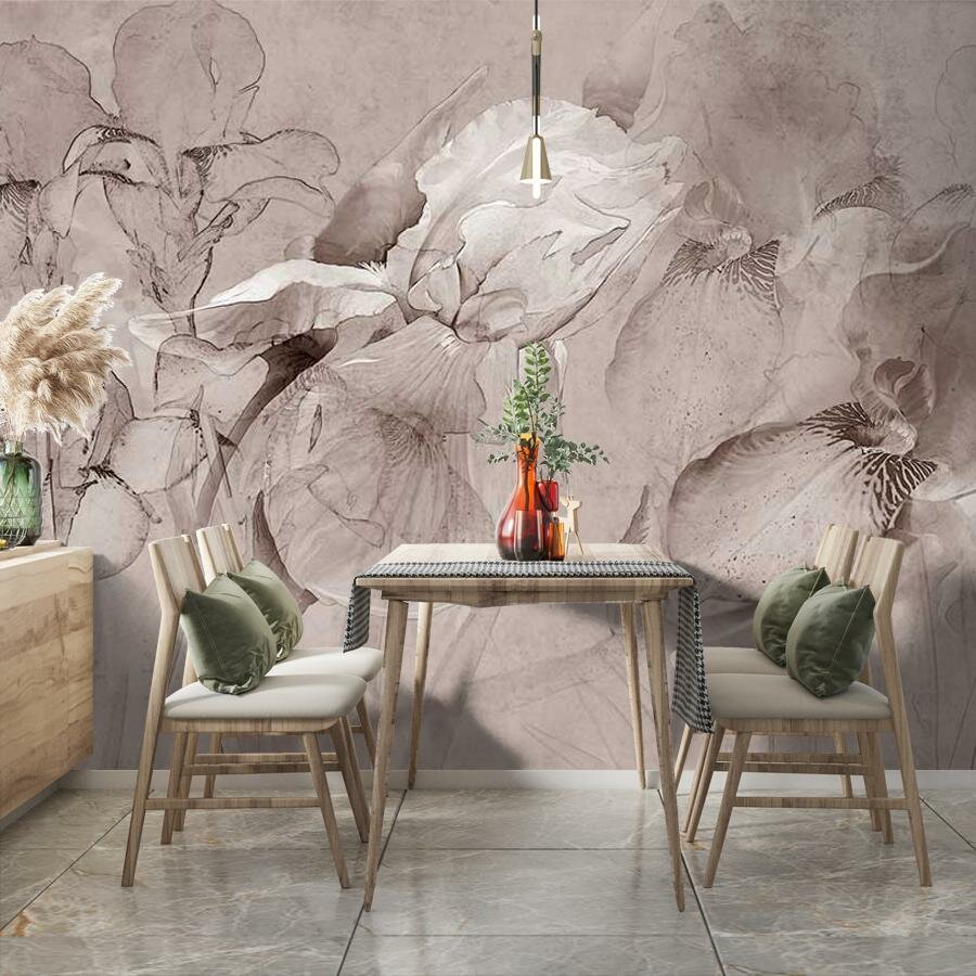 Фотообои Цветочная абстракция 13-417-S-Холст 270 x 200 см (ВхШ) Бесшовные, флизелиновые, влагостойкие обои MasterFresok