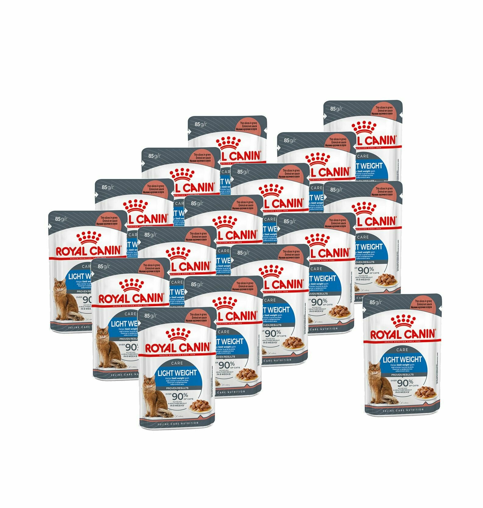 Royal Canin Light Weight Care влажный корм для взрослых кошек для профилактики избыточного веса мелкие кусочки в соусе, в паучах - 85 г х 16 шт.