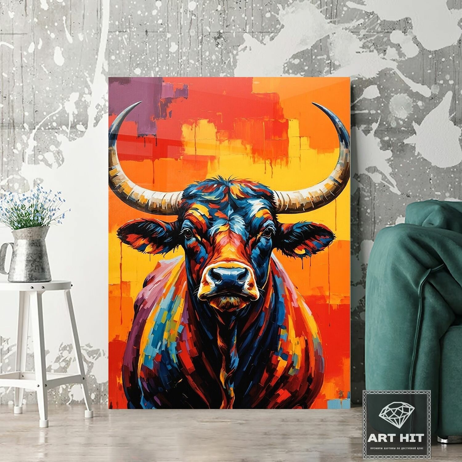 Картина с быком, 30х40 см.