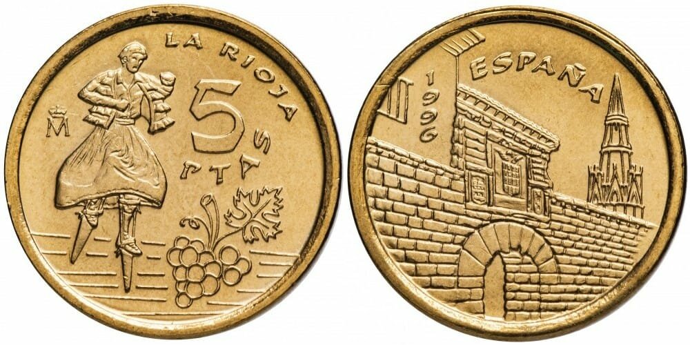 Испания 5 песет, 1996 Риоха XF