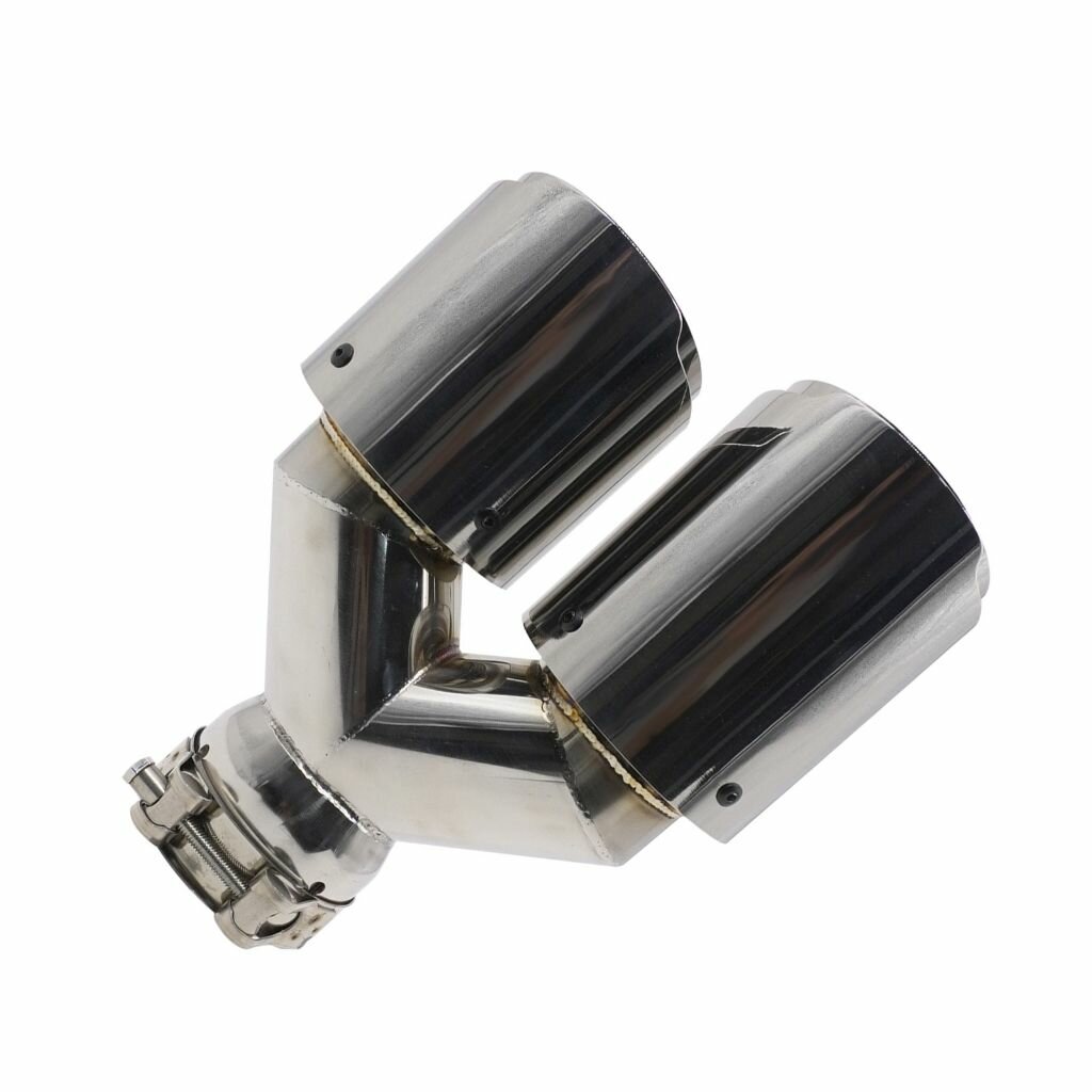 Двойной глушитель для автомобиля - правый серебристый