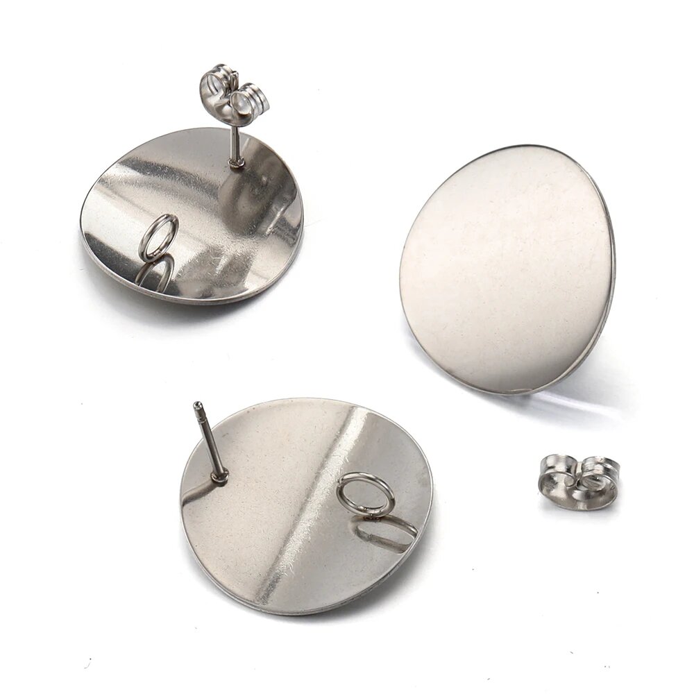 Основы для сережек-гвоздиков Ailimi, золотые, нержавеющая сталь, 20 мм, 10 шт. Steel color