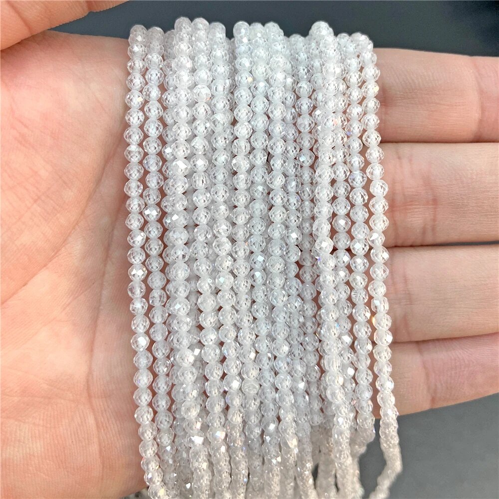 Круглые бисеры из натурального циркона vinswet 2/3/4 мм Белый, 3MM, White