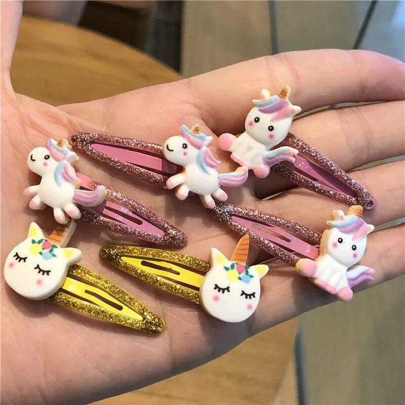 Заколки для волос с единорогом, 6шт, Цвет: 6PCS