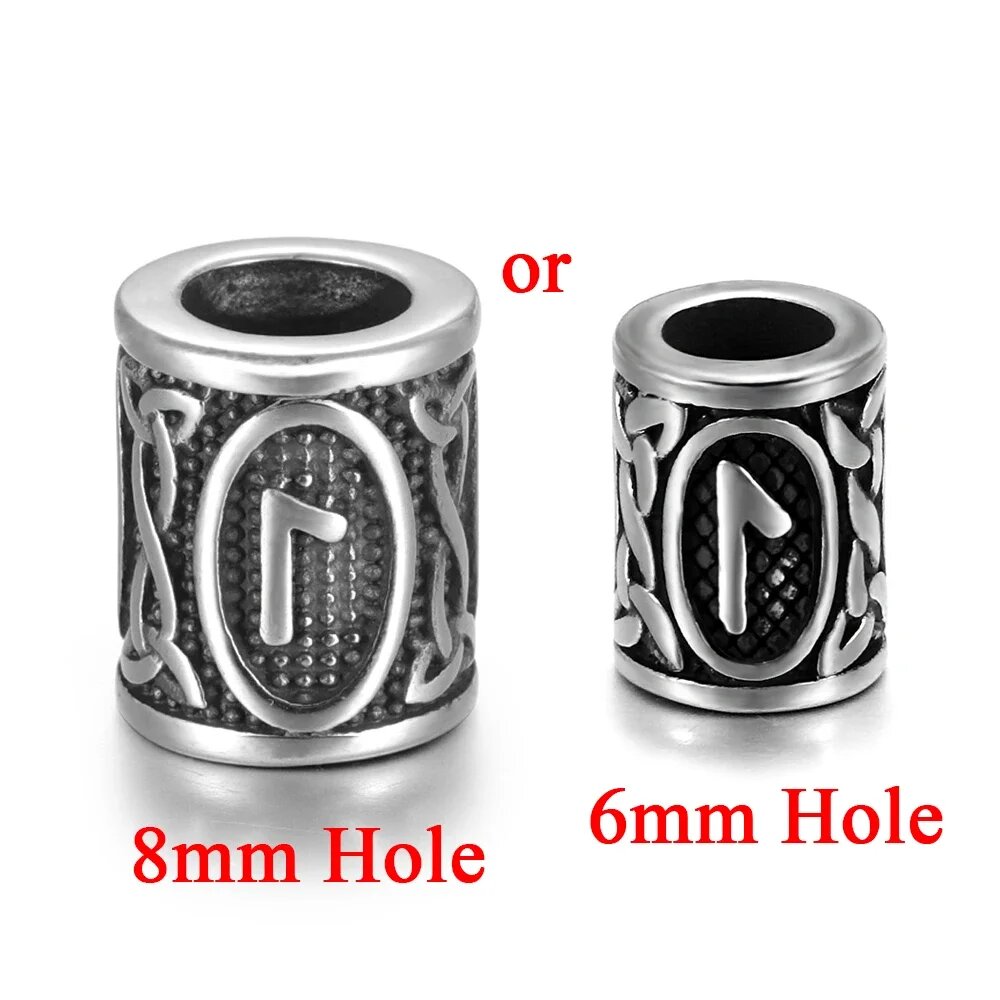 Бусина руна Viking, сталь, 10mm (Hole 6mm), water lake