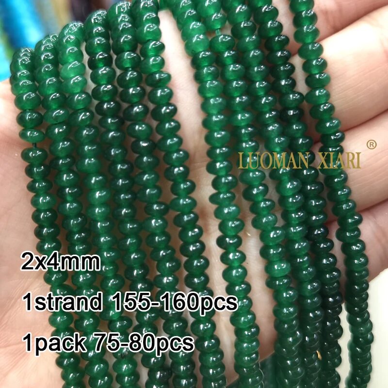 LUOMAN XIARI Бусины из натурального камня халцедон Изумрудный, 1pack, 2x4mm emerald green