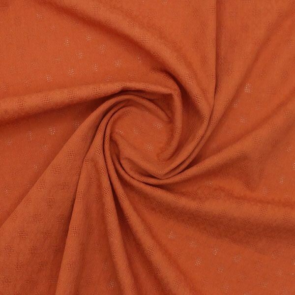 Плательная ткань хлопковая "Муслин с вышивкой" кирпичная, 1,4х5м