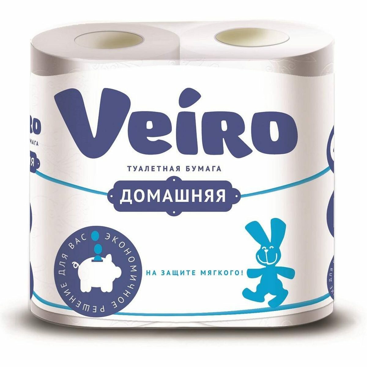 Бумага туалетная 2-слойная Veiro "Домашняя", тиснение, белая, 15м, 4 рул/уп (1С24), 12 уп.
