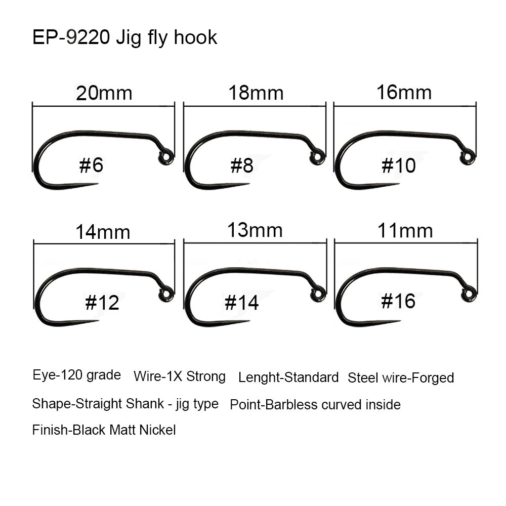 Eupheng набор крючков для нахлыстовой рыбалки 100 шт. 14, Jig fly hook 9220