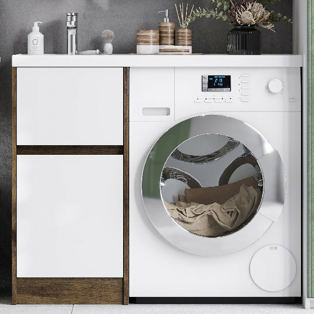 Тумба с раковиной AQUATON Лондри 40 L, дуб рустикальный, белый