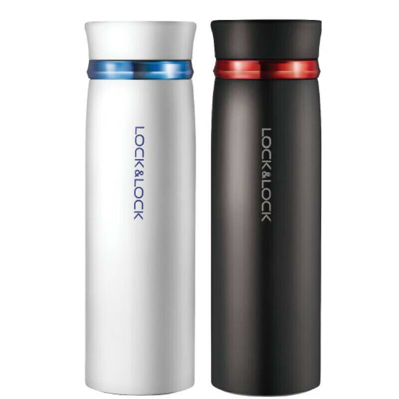 Термосы LOCK&LOCK Fite Rotating Lid, White And Blue + Black And Red, 450ml, 2 шт, LHC4131S601
