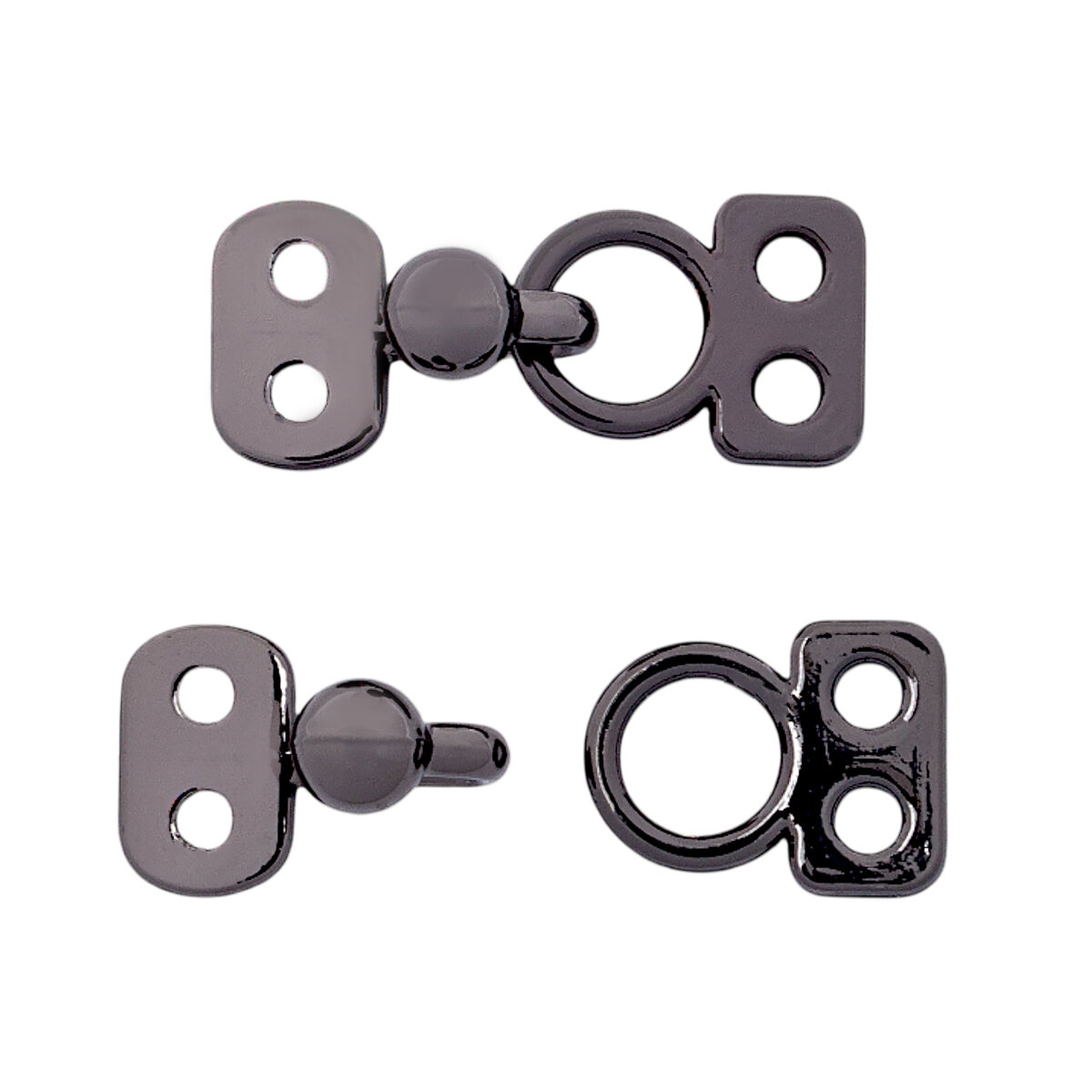 Крючки для одежды пришивные Айрис, 1,7*0,6 см, металл (олово - черный никель), 10 шт