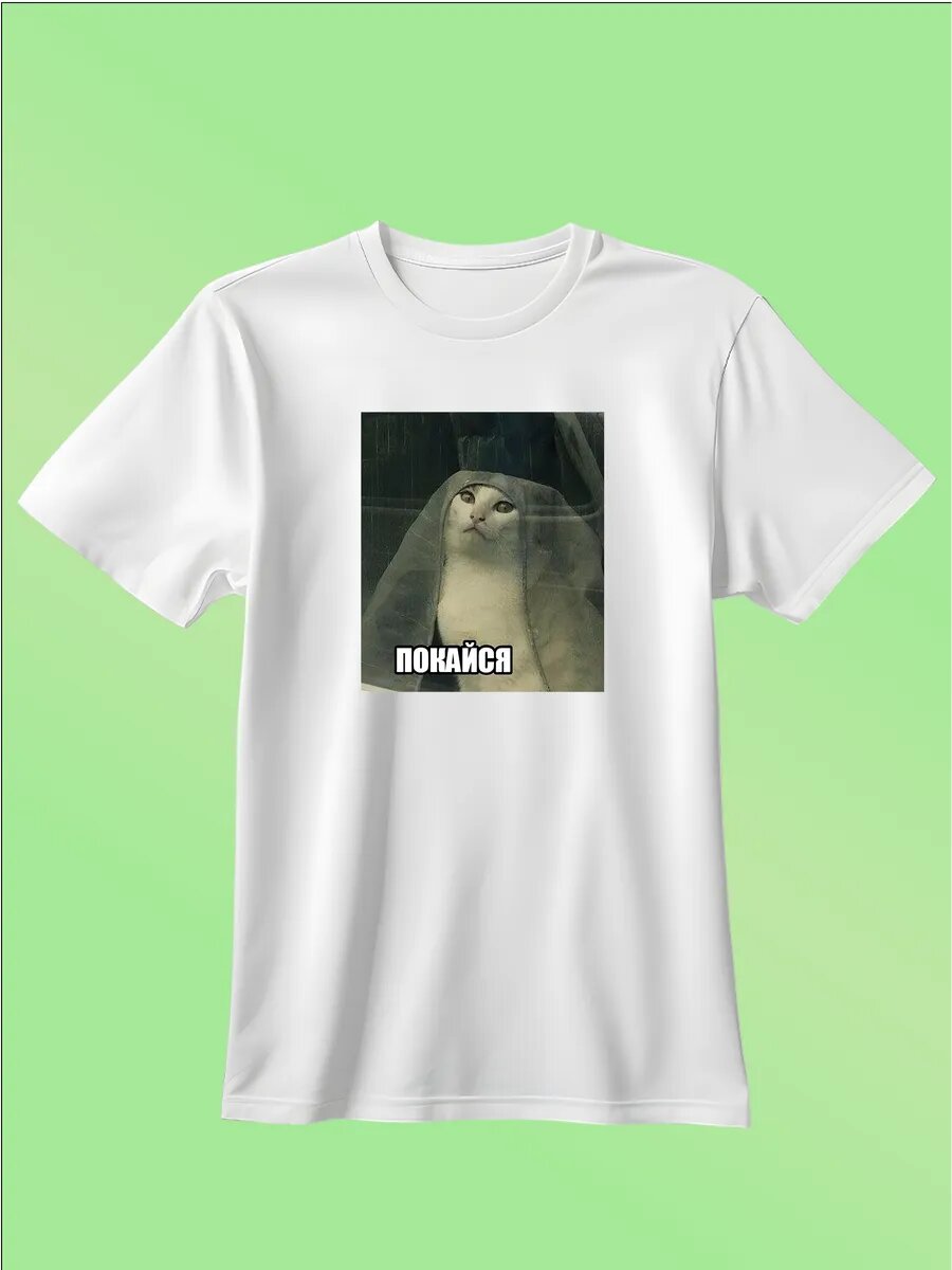 Футболка Zerosell кот мем покайся