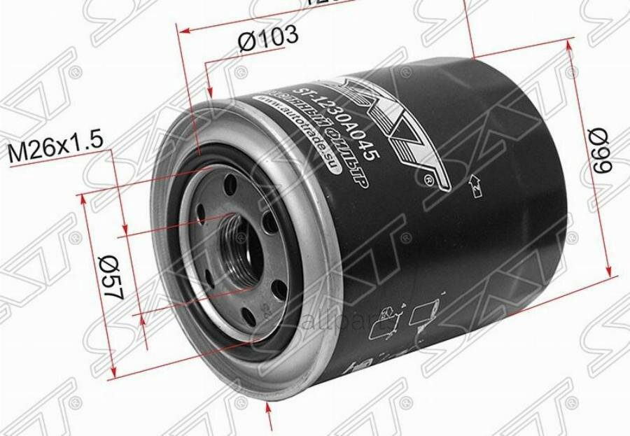 SAT ST-1230A045 Фильтр масляный Mitsubishi L200 07-16 / Pajero 06-20