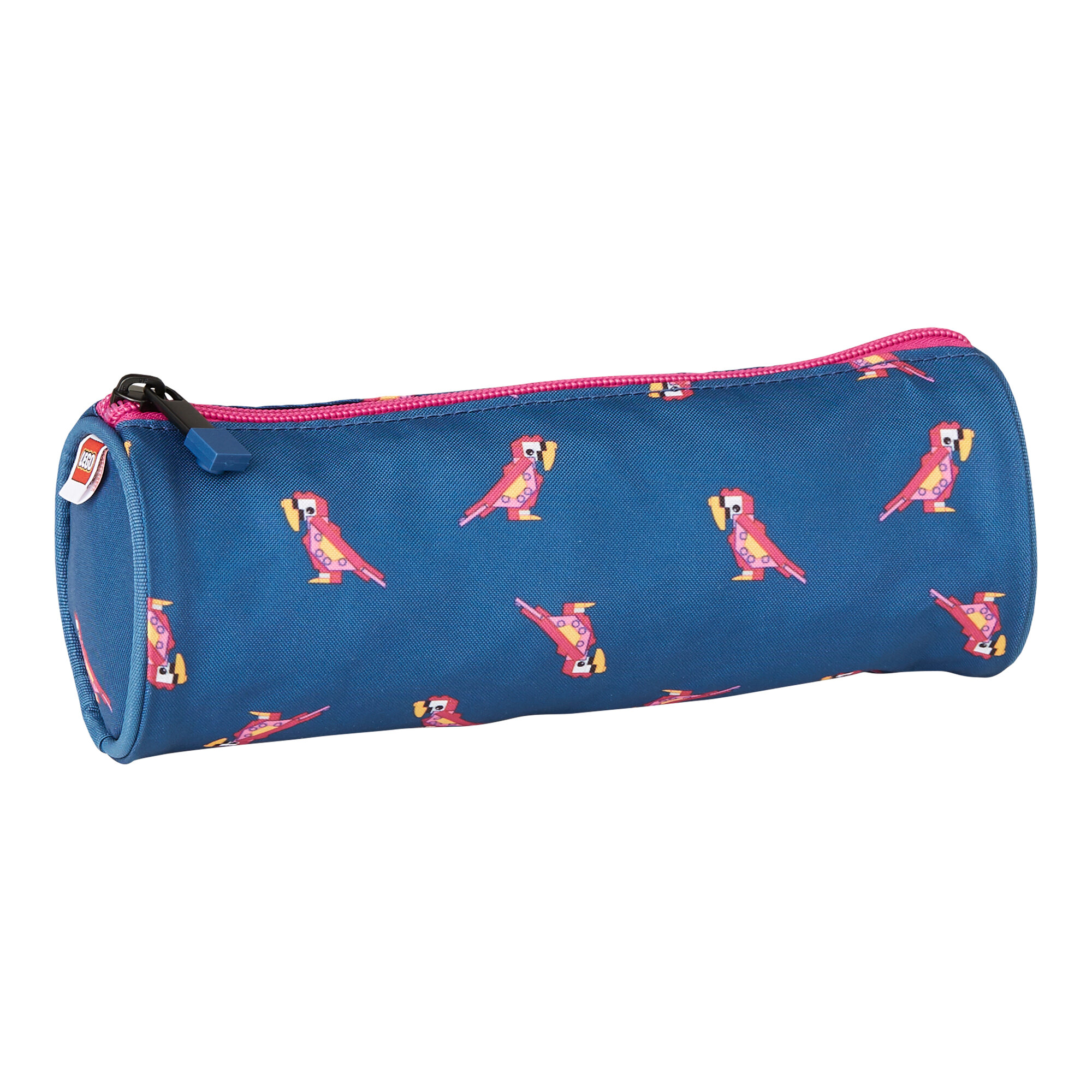 Пенал-тубус LEGO Parrot, текстиль, синий, с принтом, на молнии, 23x8x8 см
