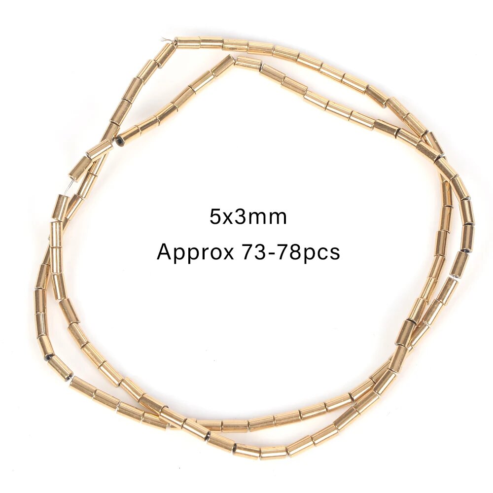 Золотые бусины из гематита Vidasny Long Tube 2